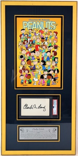 Charles Schulz Autographed Notecard w/ Peanuts Photo Framed PSA COA | eBay