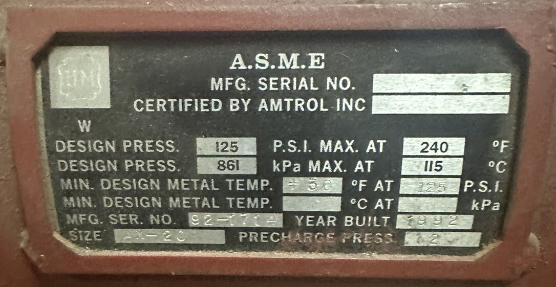 Amtrol AX-20 ASME Expansion Tank Horizontal Model | eBay