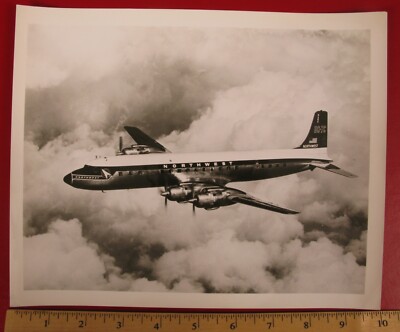 VINTAGE PHOTOGRAPH AIRPLANE AIRCRAFT NORTHWEST DC-7C PASSENGER PLANE ...