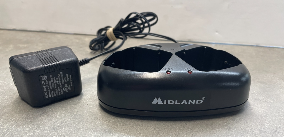 Two Midland GXT1050 Camo Two Way (GMRS) Radios w/Charger Base and Power ...