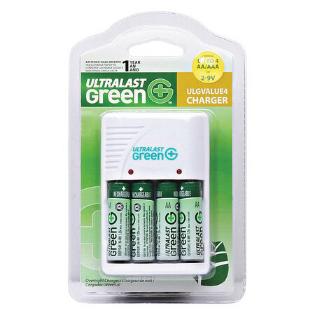Ultralast Green Charger With 4 Precharged AA Batteries ULGVALUE4 for ...