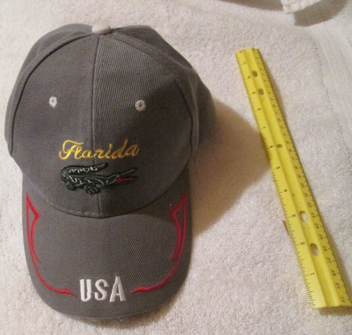 VINTAGE GREY ADJUSTABLE HAT CAP USA FLORIDA ALLIGATOR NOT THE FOOTBALL ...