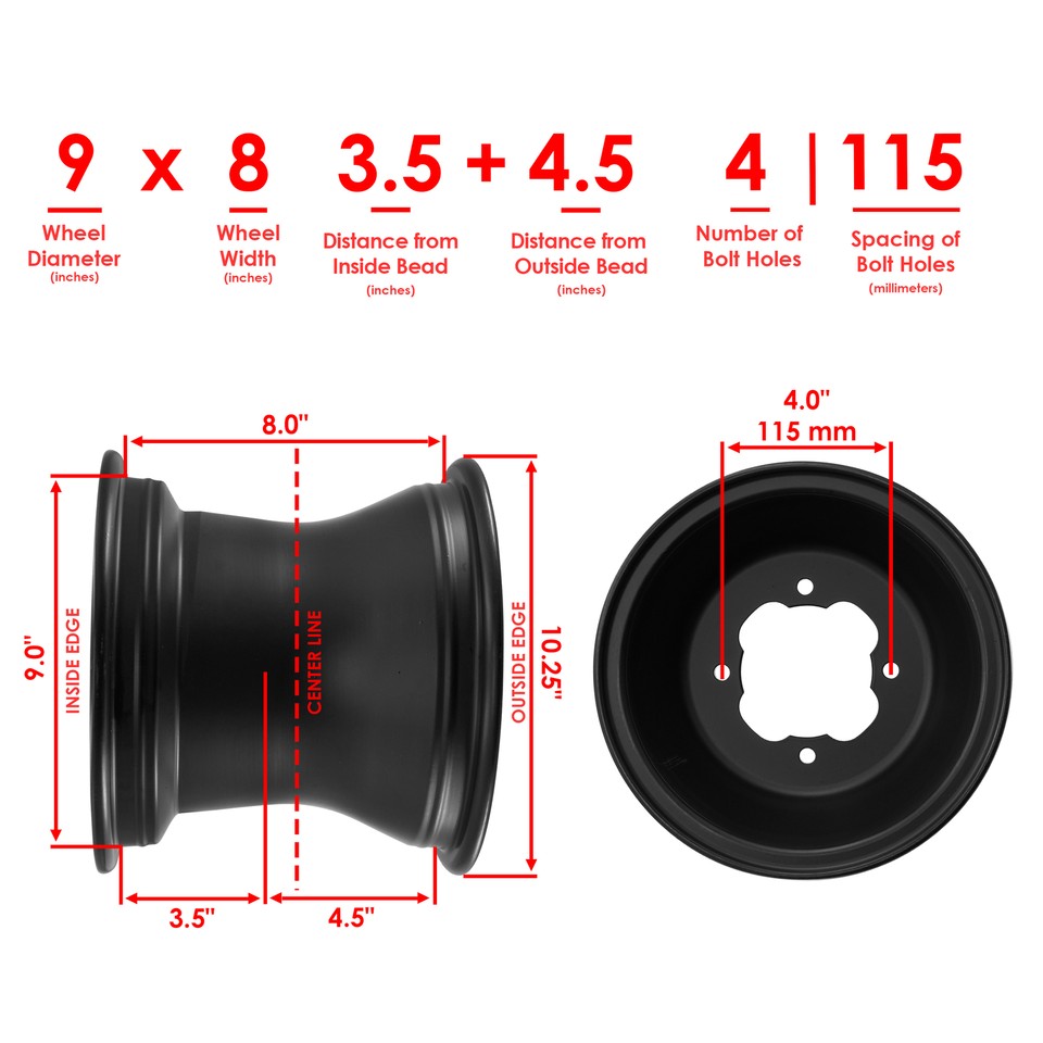 Rear Wheel Rim For Yamaha Raptor 700 YFM700 2006-25 / Raptor 700R ...