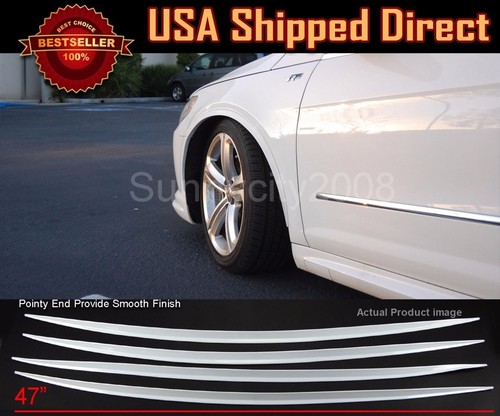 4 Pieces Flexible Slim Fender Flare Lip Extension White Trim For VW ...