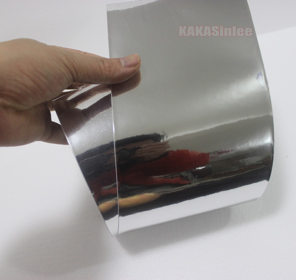 4" Wide / Adhesive Glossy Mirror Chrome Vinyl Tape Wrap Sticker Decal ...