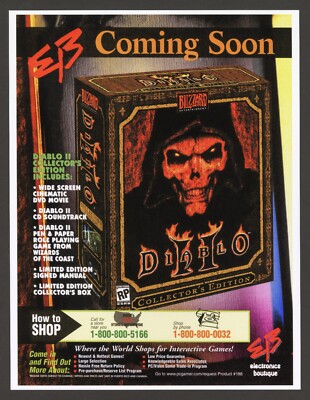 Diablo II 2 PC Game EB Games Pre-Order Promo Ad Wall Art Print Poster ...