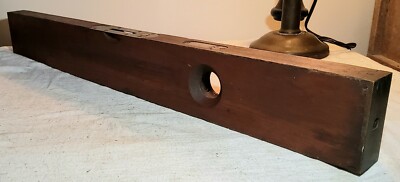 ANTIQUE 1896 STANLEY BRAND WOOD & BRASS LEVEL TOOL NO. 3 MEASURES 26 ...
