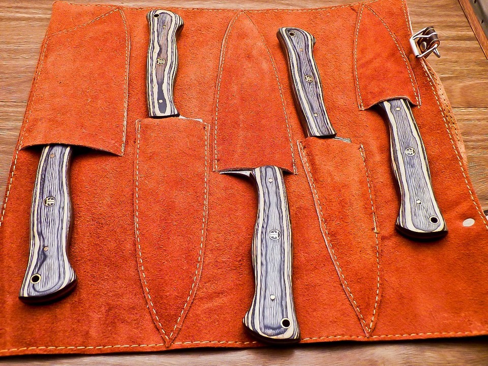 5 Pc Damascus handmade Chef Knife Set - Best Gift - Damascus Kitchen ...