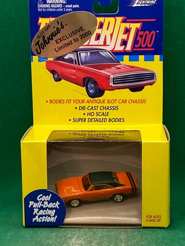 JOHNNY LIGHTNING T-JET DODGE CHARGER, ORANGE/BLACK, PULLBACK CHASSIS ...