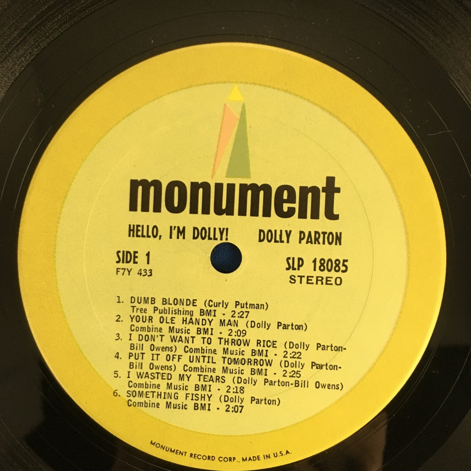 DOLLY PARTON Hello I'm Dolly 1967 vinyl LP VPI CLEANED Monument DUMB ...