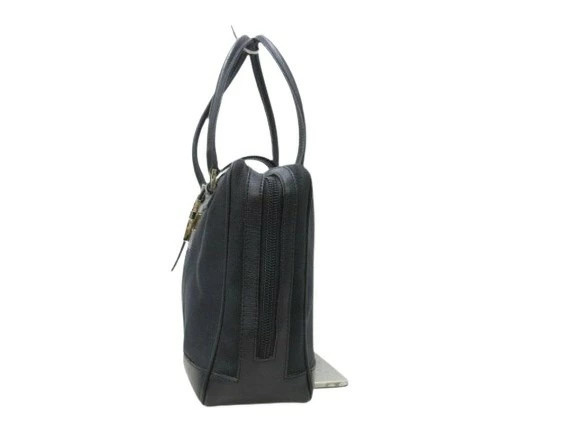 GUCCI Handbag G Logo 001 5155 Black Canvas x Leather Women s Gold ...