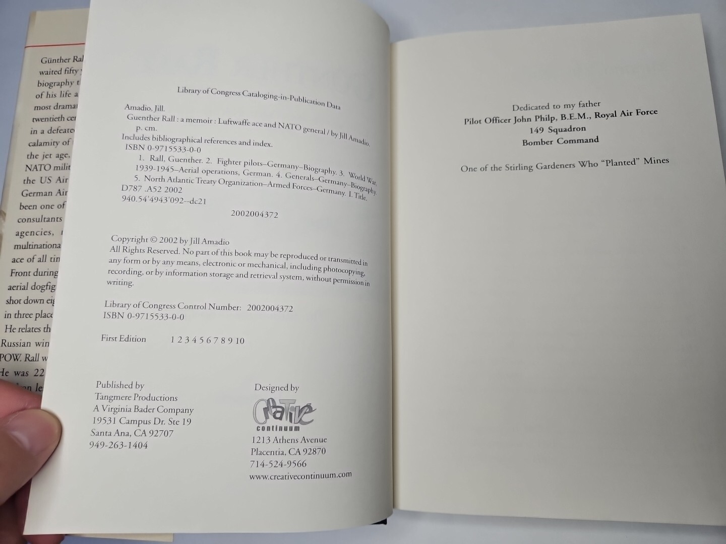 Gunther Rall A Memoir Luftwaffe Ace & NATO General HCDJ Signed 1st FREE ...