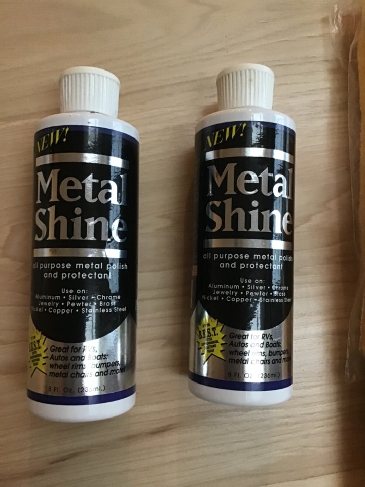 TWO Metal SHINE Polish,8-Oz PLUS TWO Free Microfiber Cloth Clean Shine ...
