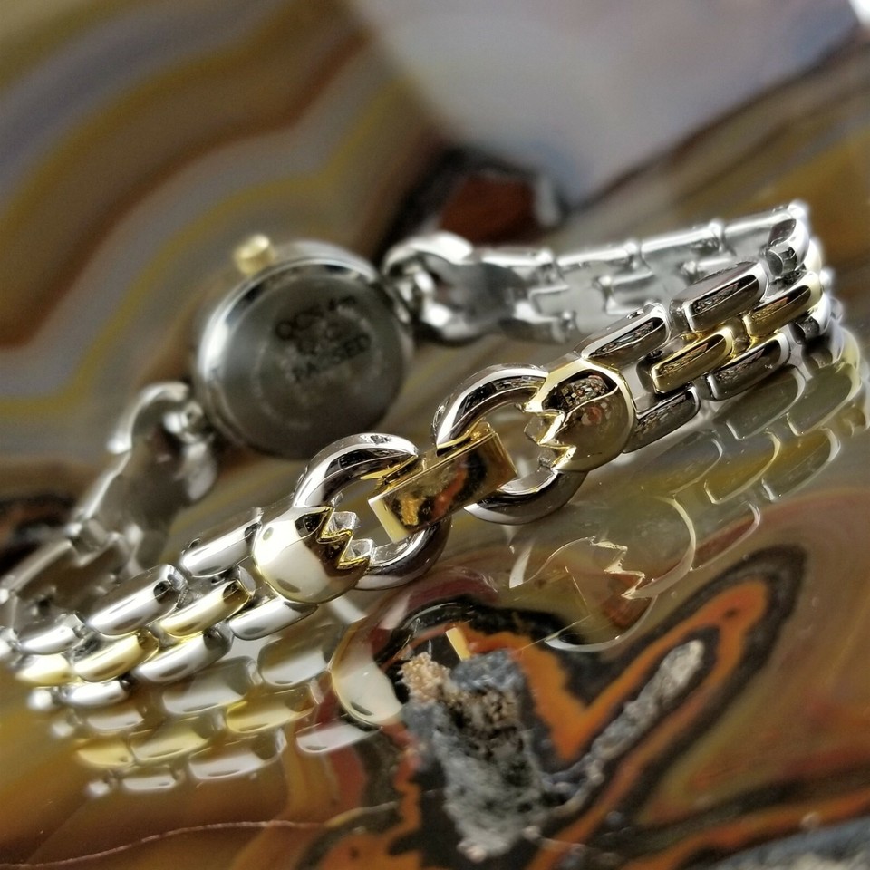 Women's MILAN Gold & Silver Diamond Accent Tulip Link Bracelet Watch | eBay