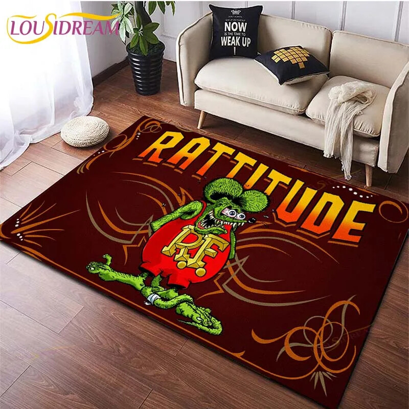 Rat Fink Art Rug Hot Rod Doormat for Garage non-slip Large floor mats ...