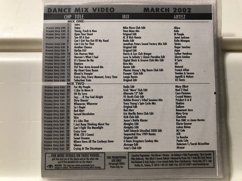 Mega rare DVD sleeve PROMO ONLY Dance Mix Video 2002 March La Bouche ...