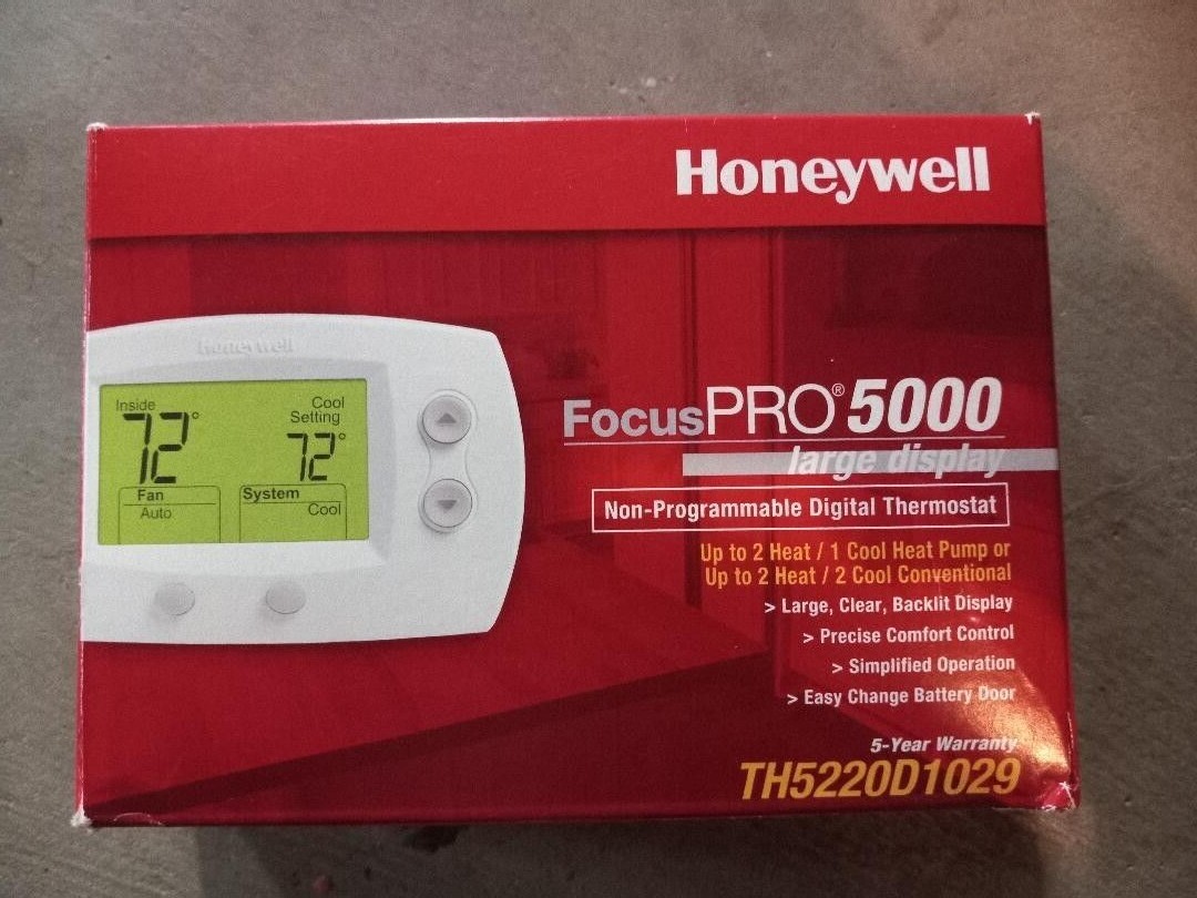 Honeywell TH5220D1029 FocusPRO 5000 Non-Programmable Thermostat 2 Heat ...