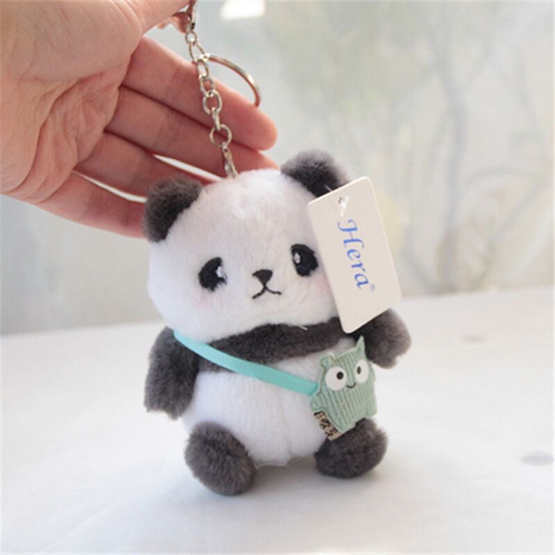 Plush Animal Keychains Cute Panda Doll Keyrings Creative Car Keys ...