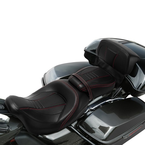 Low-Profile Driver Passenger Seat W/ Razor Backrest Fit For Harley ...