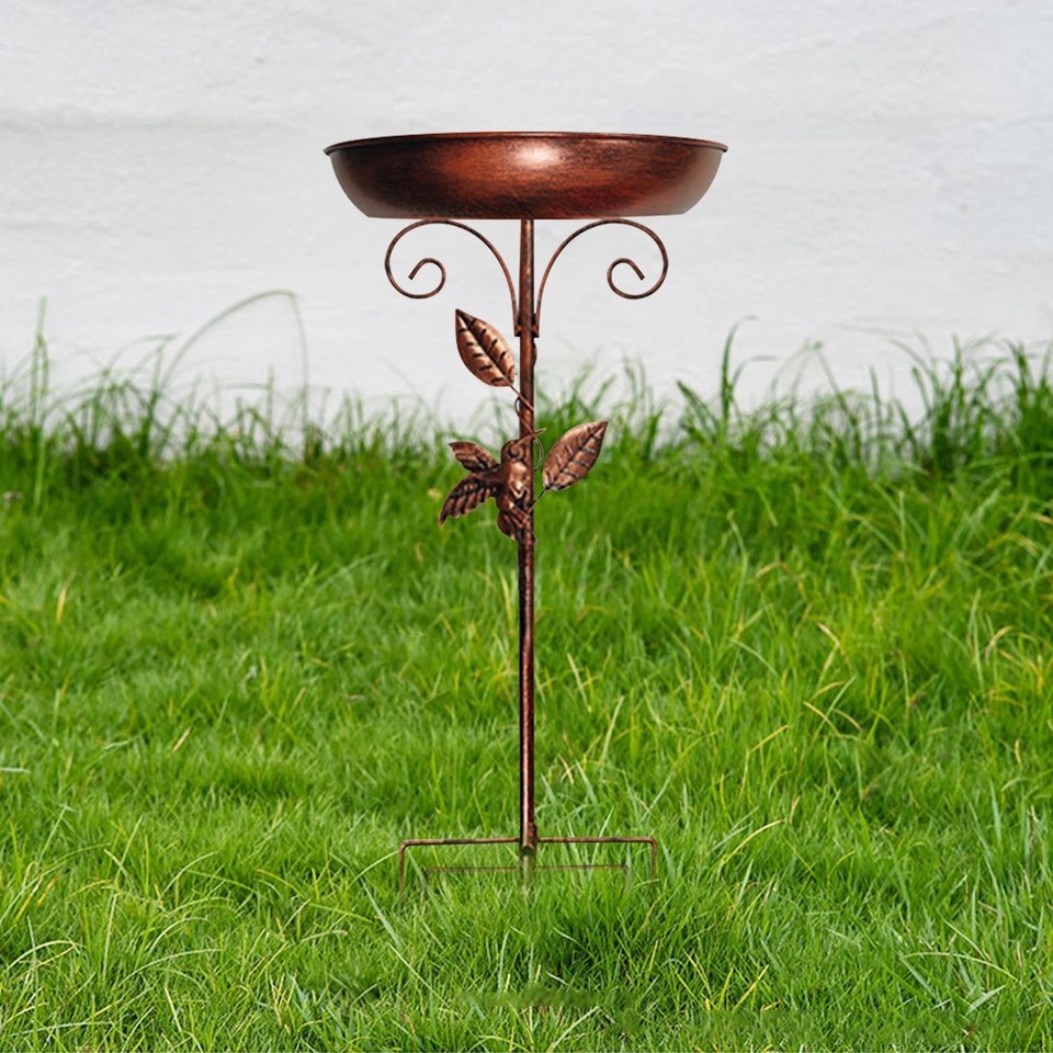 Iron Bird Feeder Standing Bird Bath Stake Birdbath Outdoor Bird Feeder ...