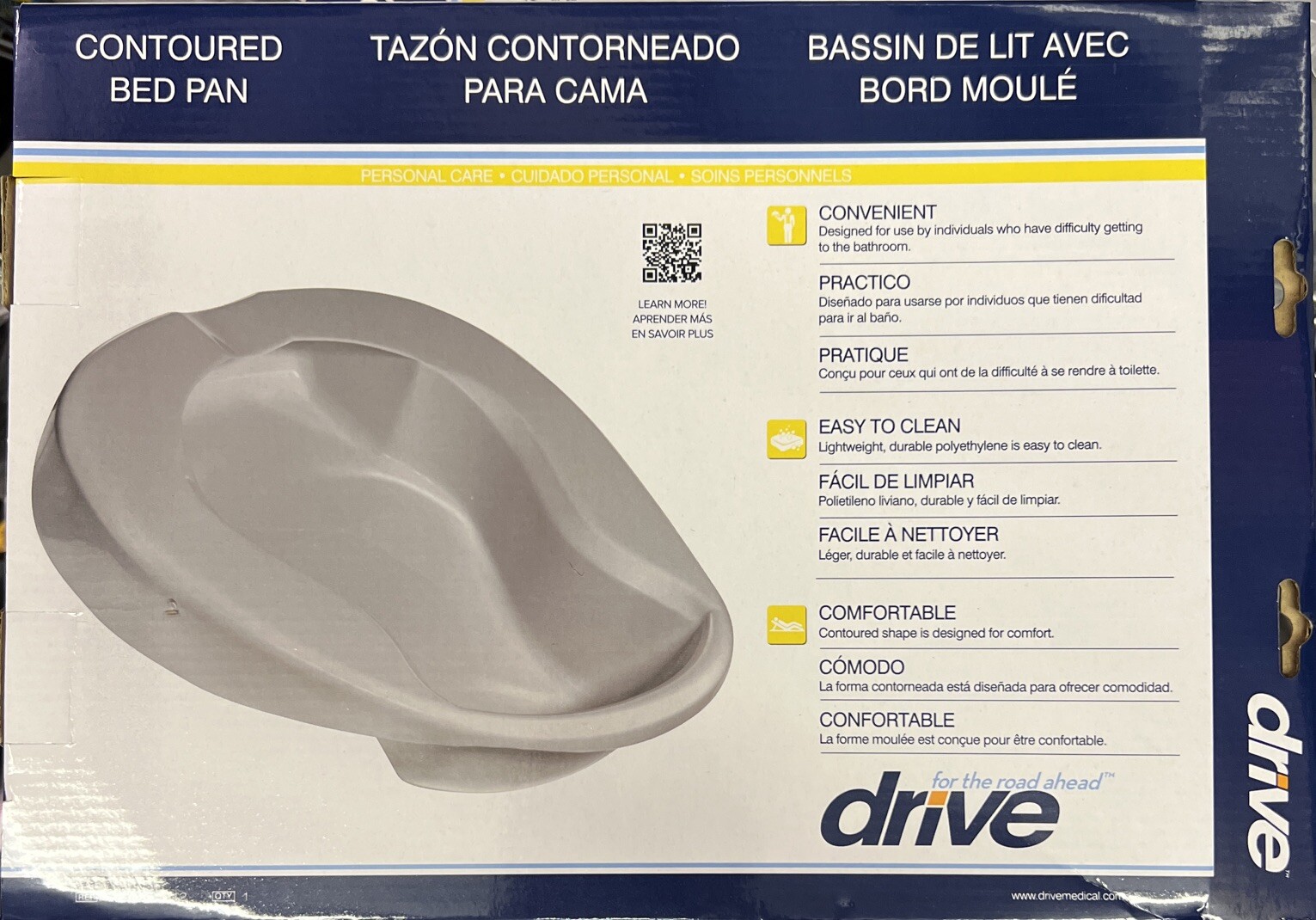 “NEW IN BOX” Drive Contoured Bed Pan Lightweight Durable Polyethylene ...