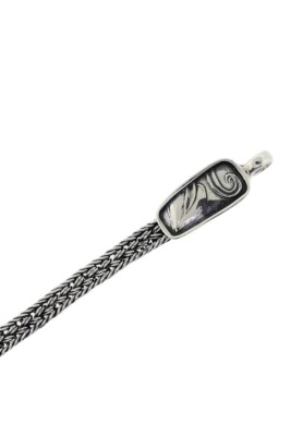 Tabra Connector Bracelet Chain 925 Sterling Silver Narrow Leaf Emboss ...