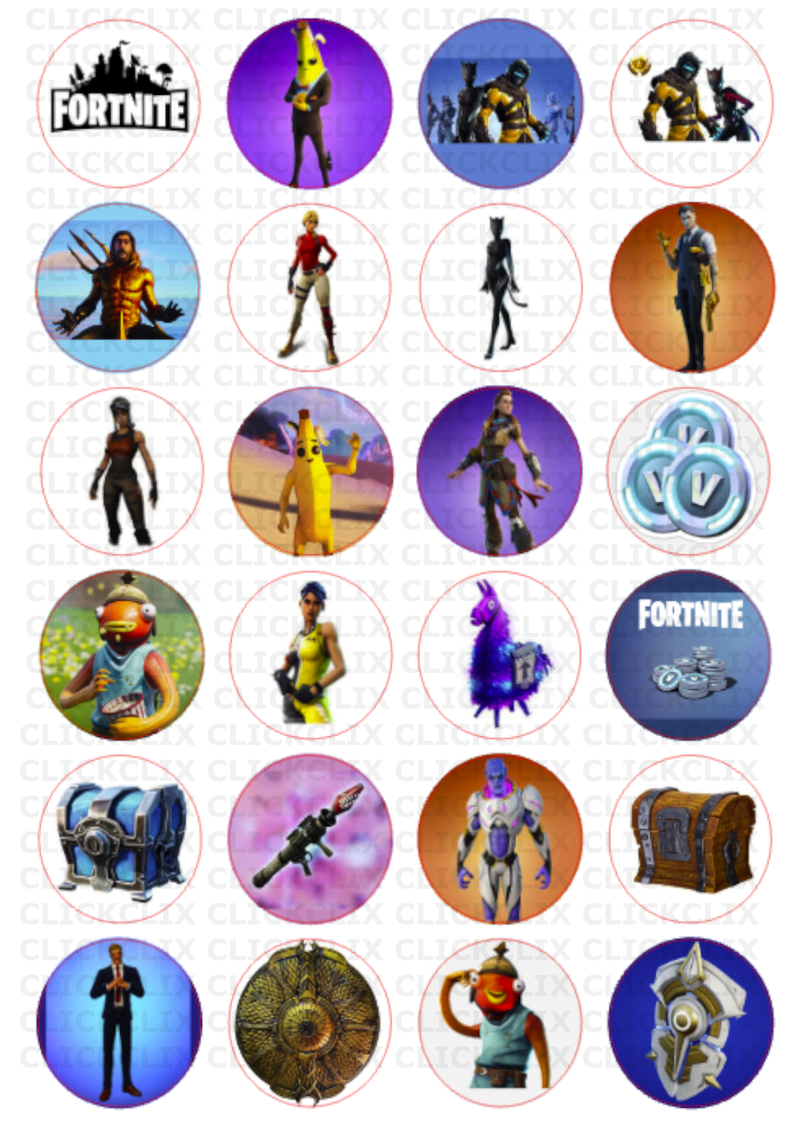 24 x Fortnite Edible Fairy Cupcake Toppers Birthday Decorations Wafer ...