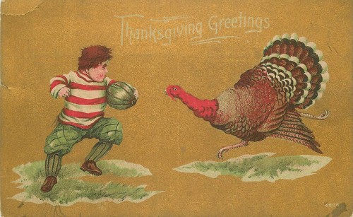 Postcard Thanksgiving Turkey football boy comic humor C-1910 23-7433 | eBay