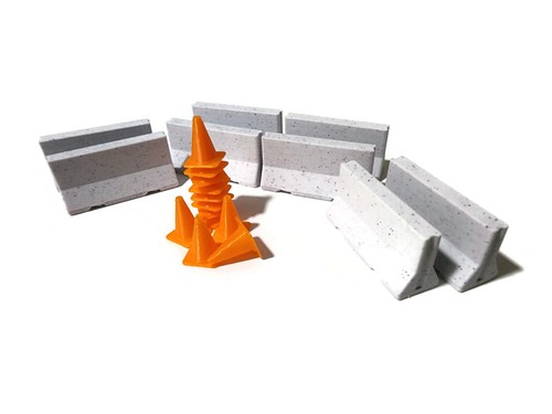 Jersey Concrete and Miniature Stackable Traffic Cones Barriers (20pc) 1 ...