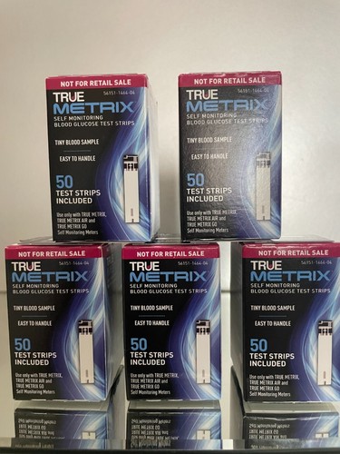 True Metrix Blood Glucose Test Strips 250 CT (5 BOXES) EXP 09/2026 ...