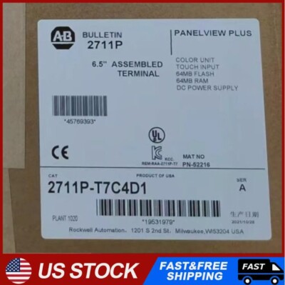 AB 2711P-T7C4D1 Ser A Rev B Terminal Panelview Plus Logic Module 2711 ...