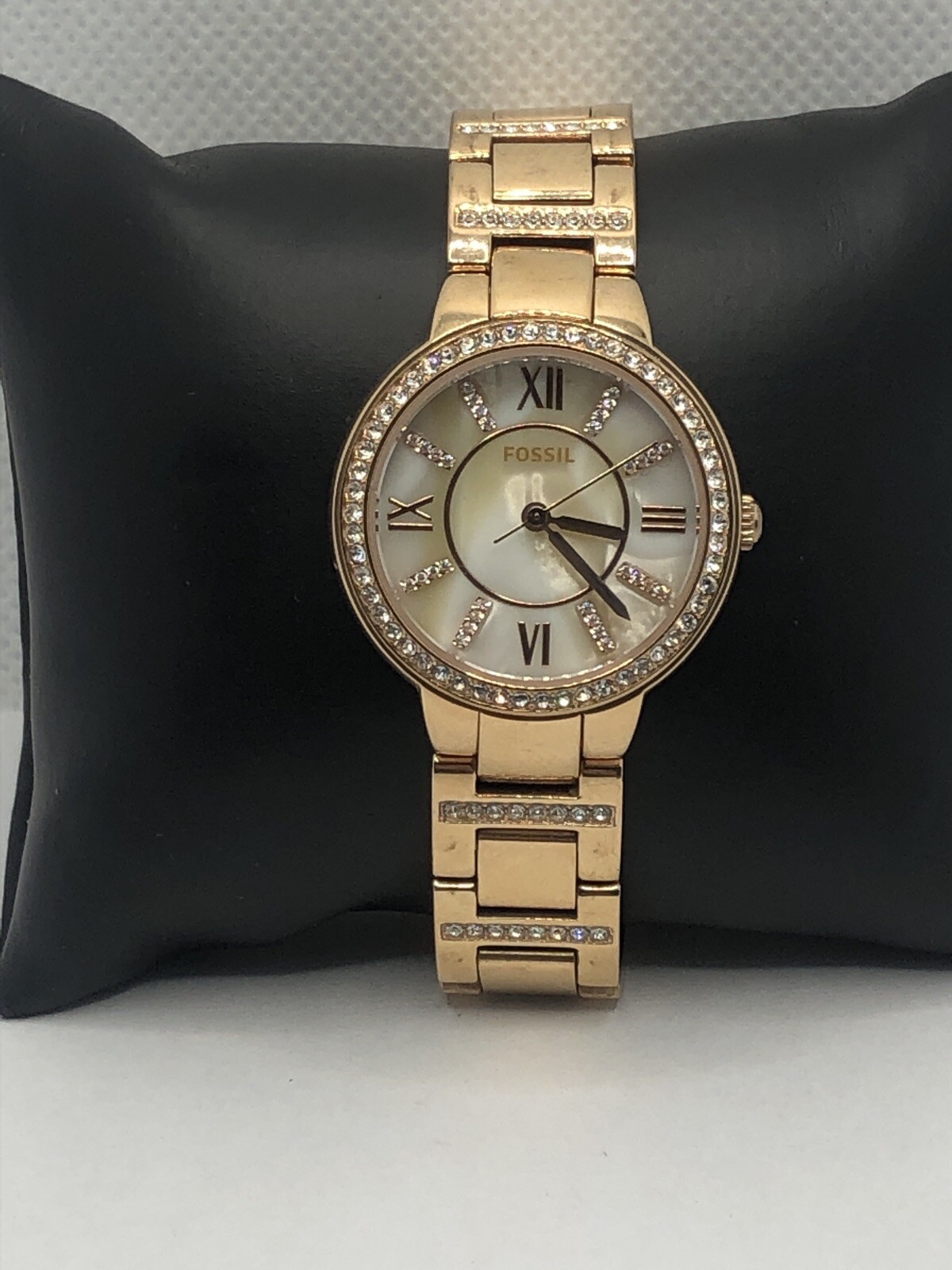 Fossil ES3284 Women's Rose Gold Stainless Steel Analog Silver Dial ...