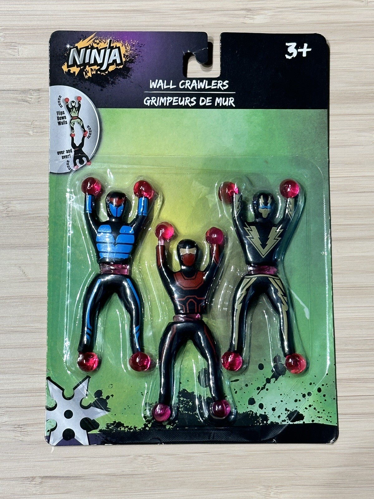Ninja Wall Crawlers Flips Down Walls Over and Over Pack of 3 Gold Red Blue | eBay