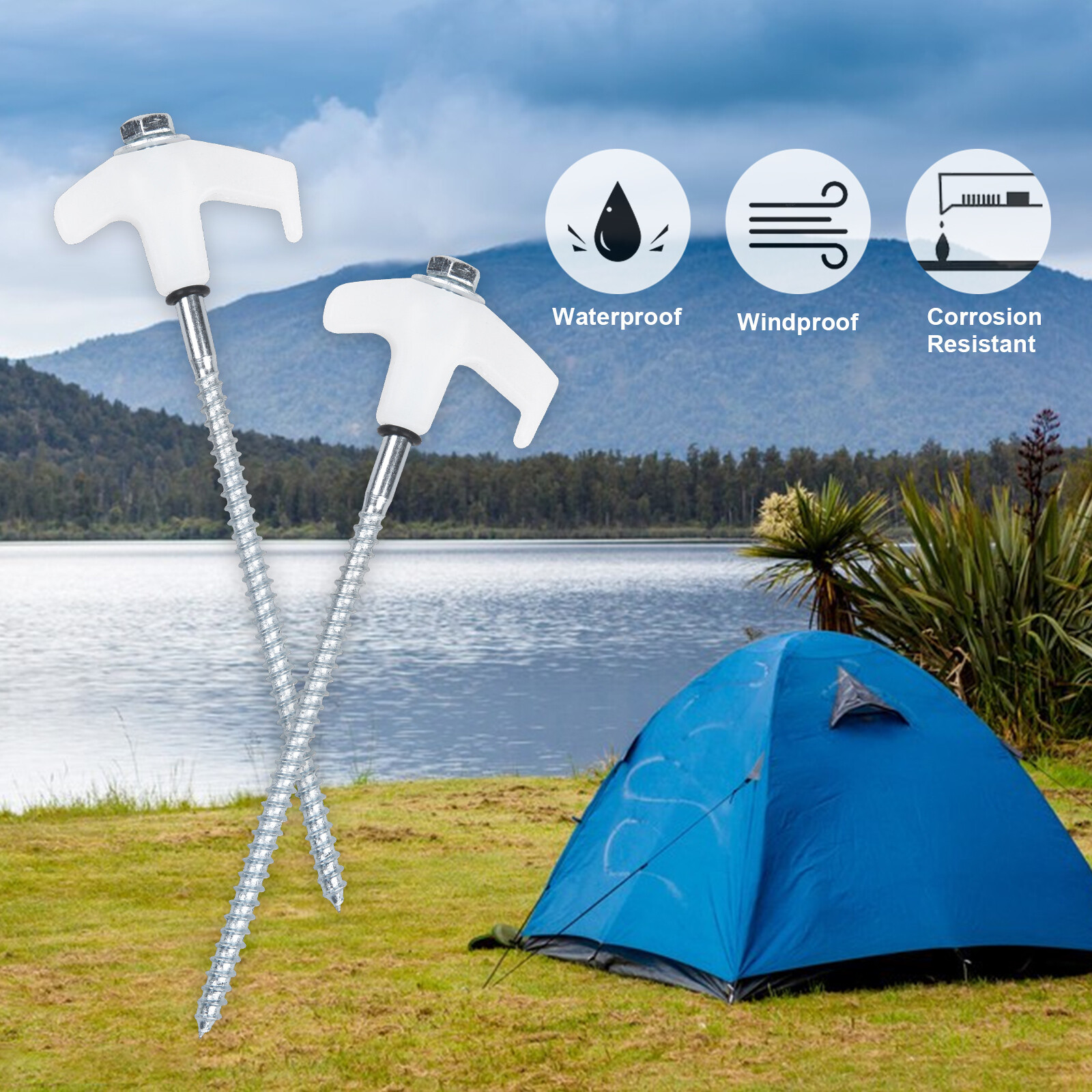 15x Heavy Duty Steel Hex Screw in Camping Tent Pegs Glow in The Dark ...