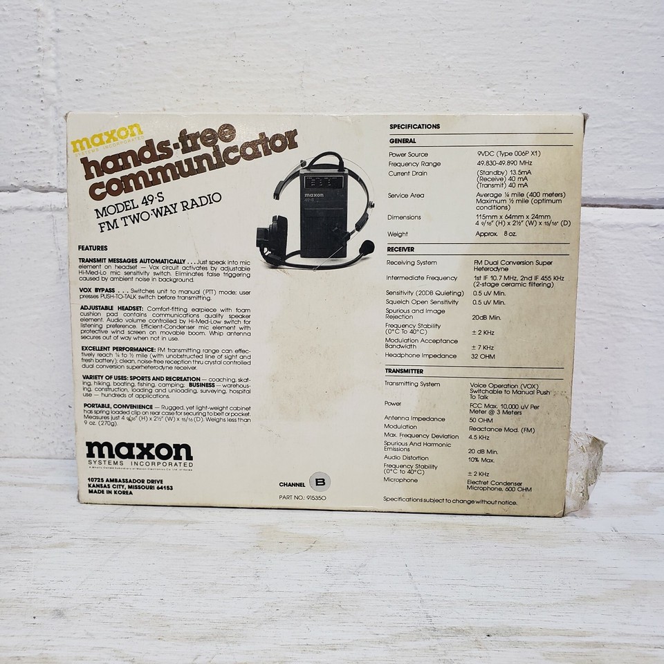 Maxon Two Way Radios Hands-Free Communicator *OPEN BOX* - BB | eBay