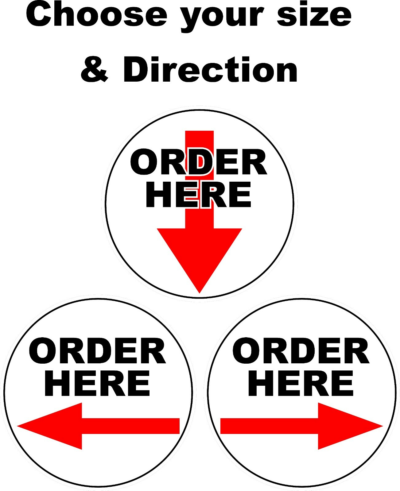 Place Order Here Sticker Vinyl Business Sticker Decal right left down ...