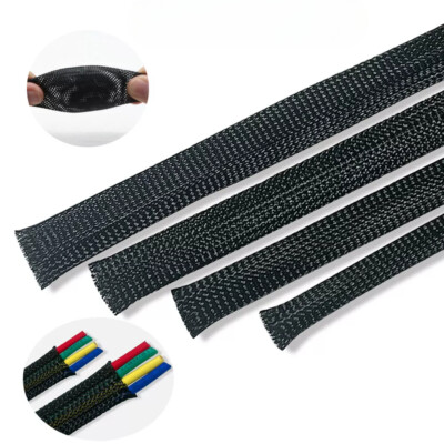 10M PET Erweiterbar Geflochtene Hülse Kabelhülle Mantel Kabel Schwarz ...