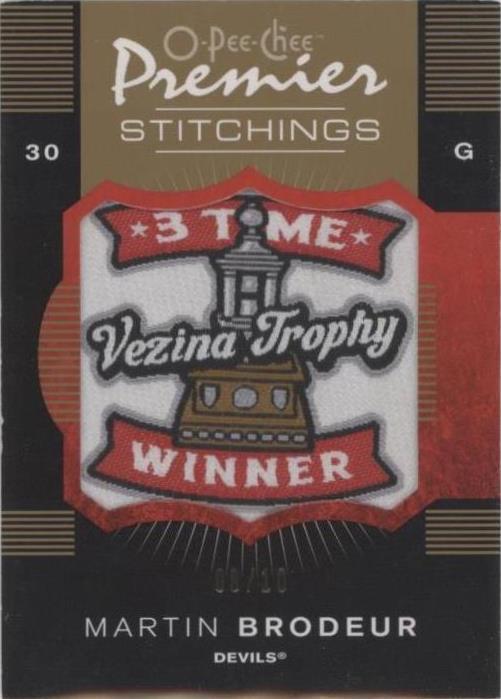 2007-08 O-Pee-Chee Premier - Stitchings Martin Brodeur #PS-MA Variation ...