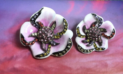VINTAGE JOAN RIVERS PINK RHINESTONE FLOWERS SCATTER PINS | eBay