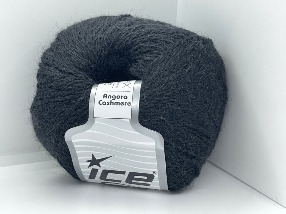 Black Angora Cashmere 68753 Ice Yarns Luxury Blend Sport Weight 50gr ...