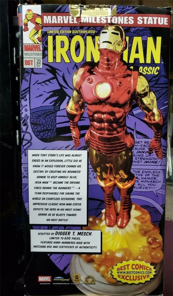 Hard Hero DIAMOND SELECT Exclusive Electroplated CHROME IRON MAN 35/400 ...