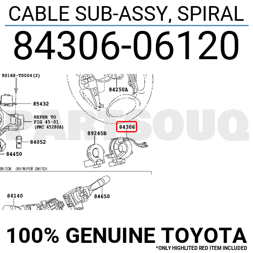 8430606120 Genuine Toyota CABLE SUB-ASSY, SPIRAL 84306-06120 | eBay