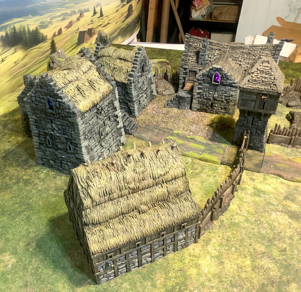 Manor Houses, Guard Tower, and Barn - Medieval Hamlet Terrain - Fantasy ...