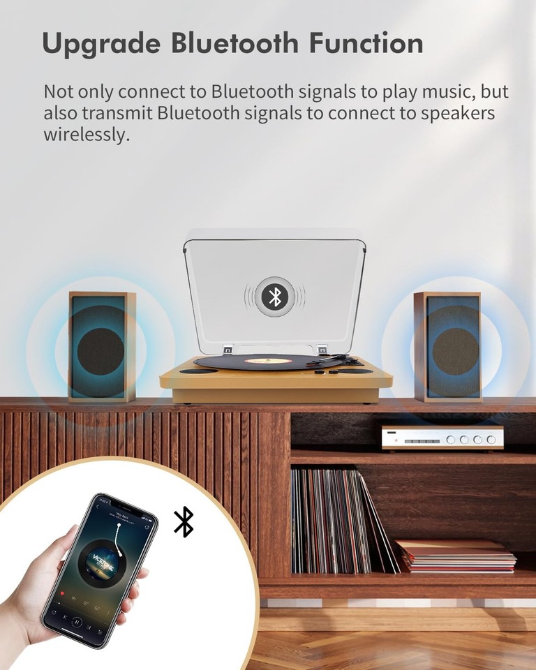 Popsky Record Player,Built-in Dual Channel Stereo Speakers with New ...
