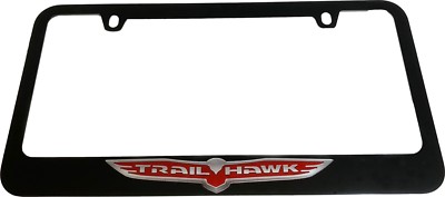 Fits Jeep Trail Hawk Black License Plate - with Red Trail Hawk Logo | eBay