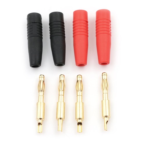 4pcs Gold Plated Copper 4mm Banana Male Plug Test DIY Solder Connector ...