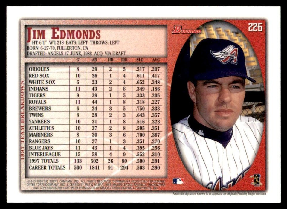 Jim Edmonds 1998 Bowman Card# 226 | eBay