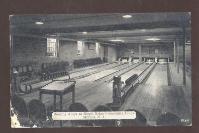 MILFORD NEW JERSEY RIEGEL RIDGE BOWLING ALLEY INTERIOR VINTAGE POSTCARD ...