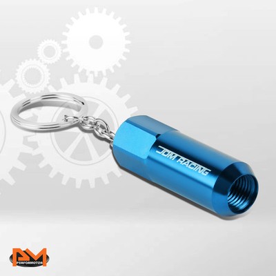 JDM Racing Car Wheel Lug Nut Style Keychain Anodized Baby Blue Aluminum ...