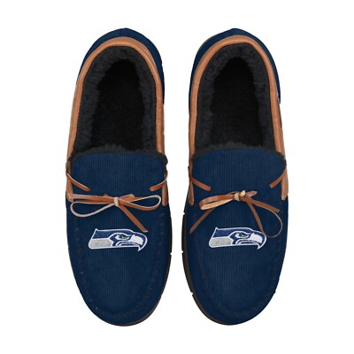 Seattle Seahawks Team Color NFL Men's Corduroy Moccasins Slippers FREE ...
